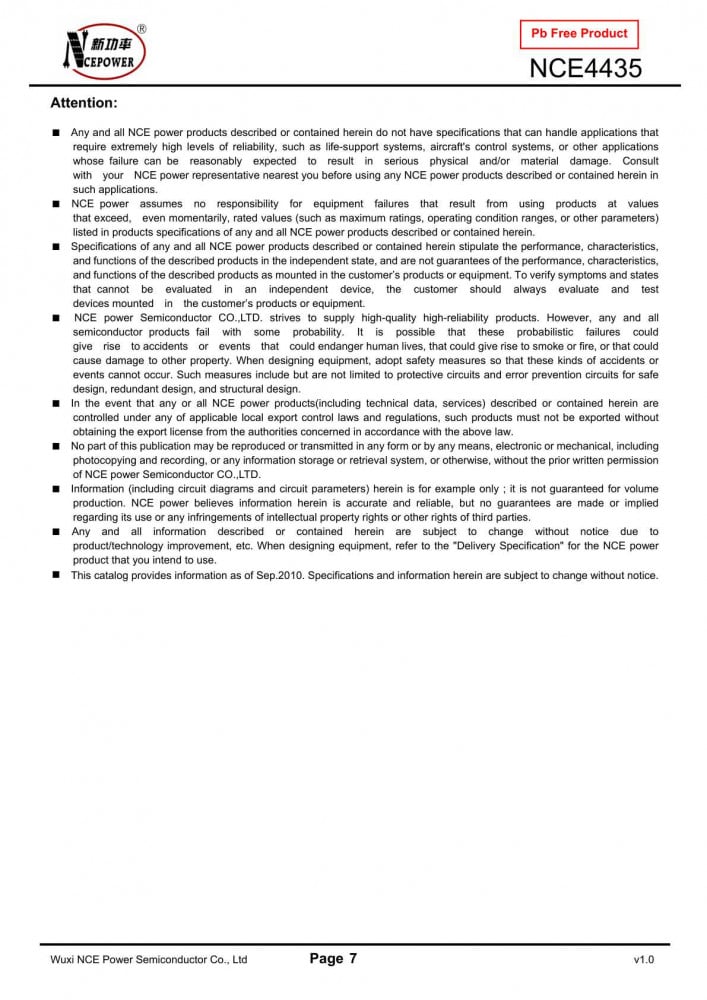 NCE4435 datasheet page 7