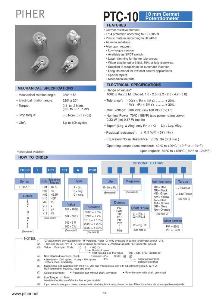PTC-10 catalogue page 1