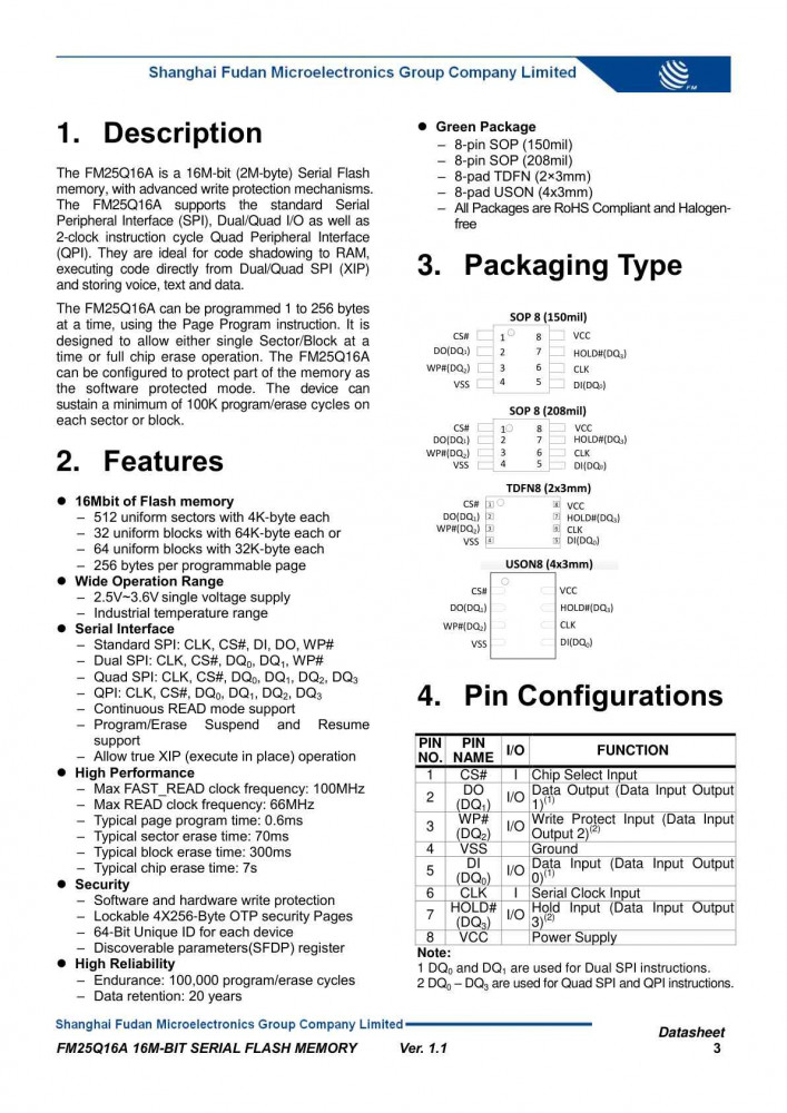FM25Q16A datasheet page 3