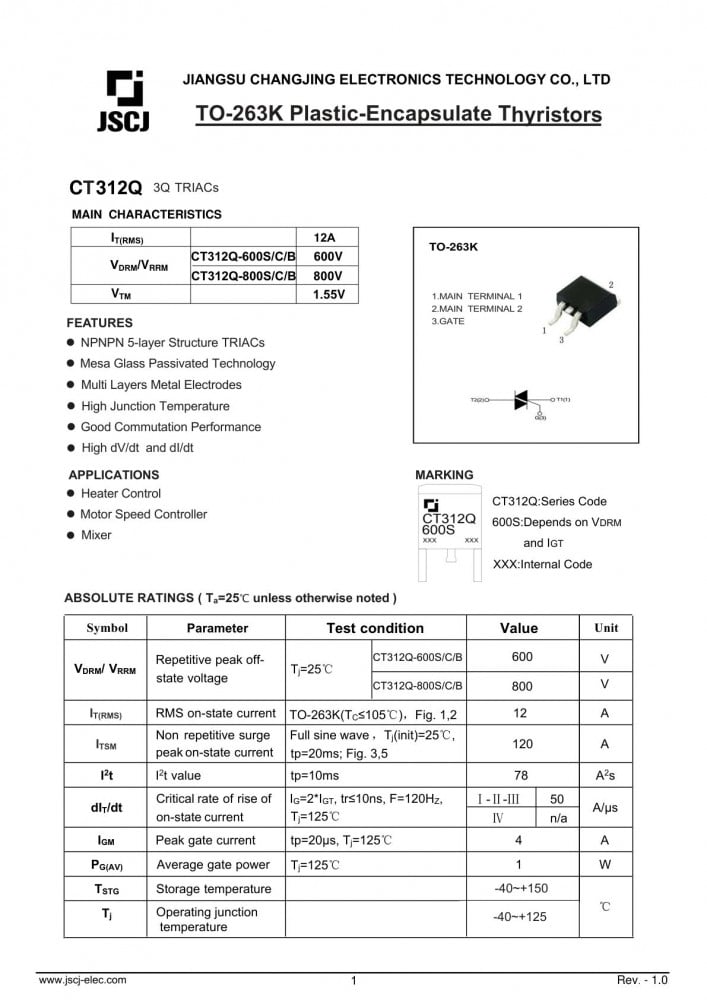 CT312Q-800B datasheet page 1