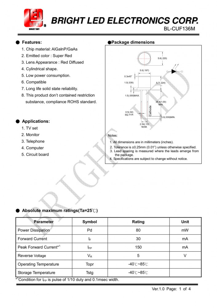 BL-CUF136M datasheet page 1
