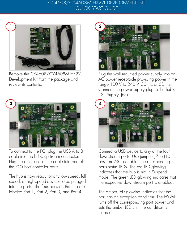 CY4608M HX2VL development kit quick start guide page 1