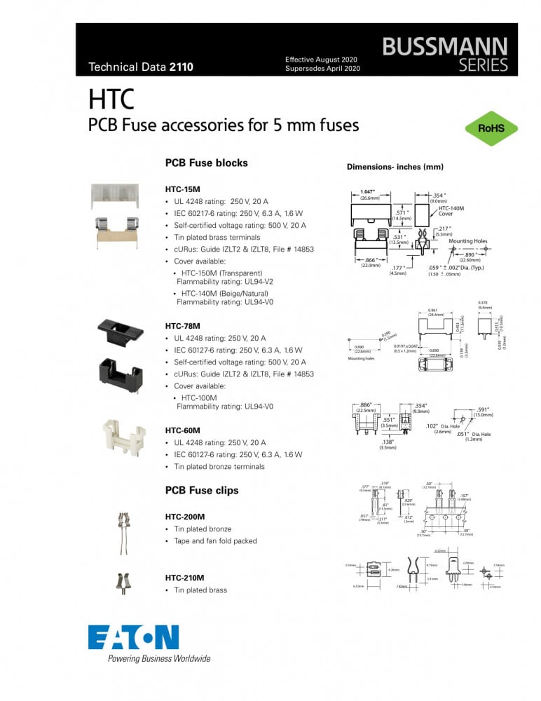 EATON HTC fuse accessories datasheet page 1