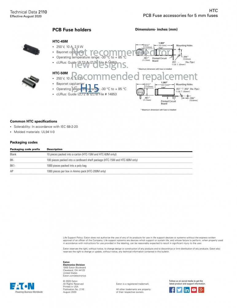 EATON HTC fuse accessories datasheet page 2