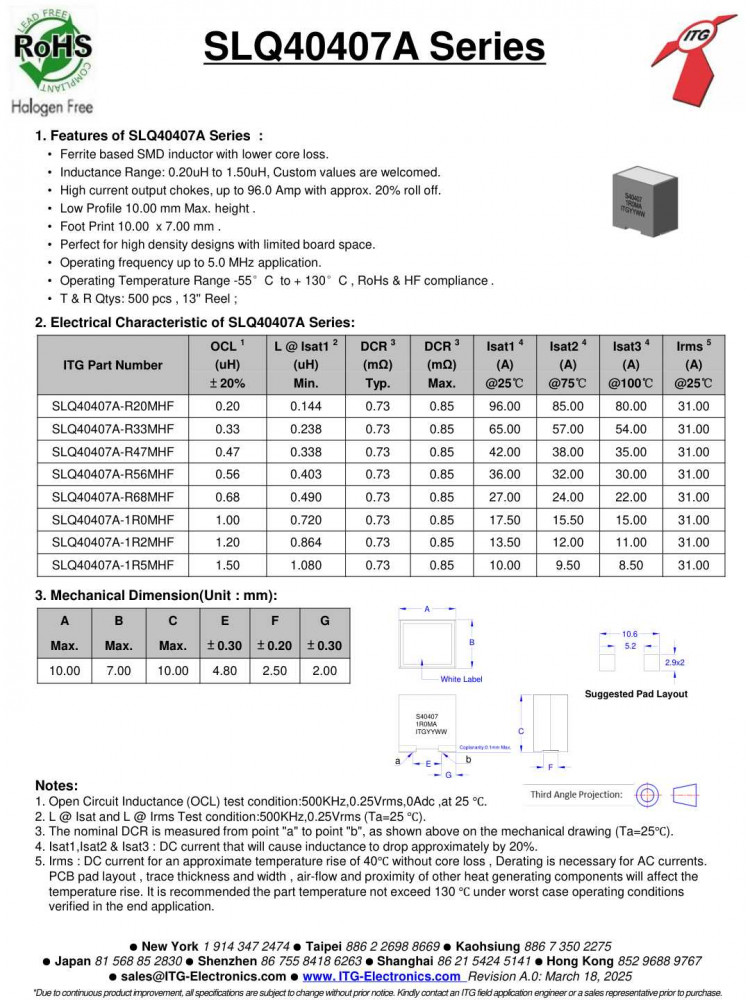 SLQ40407A product document page 1