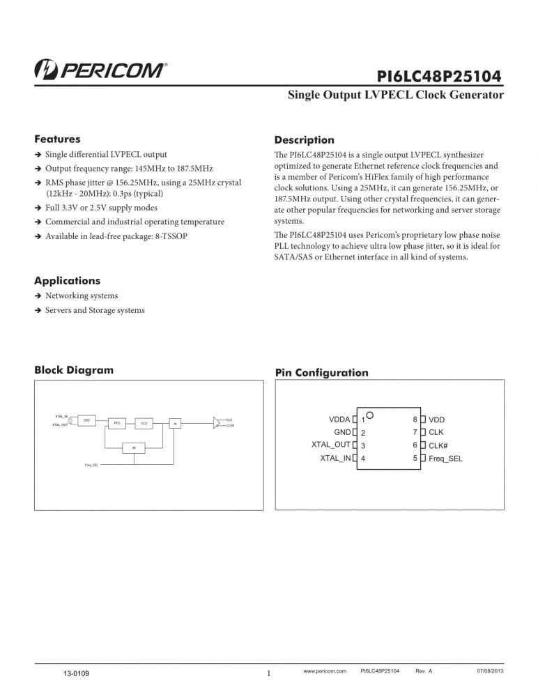 PI6LC48P25104LEX datasheet page 1