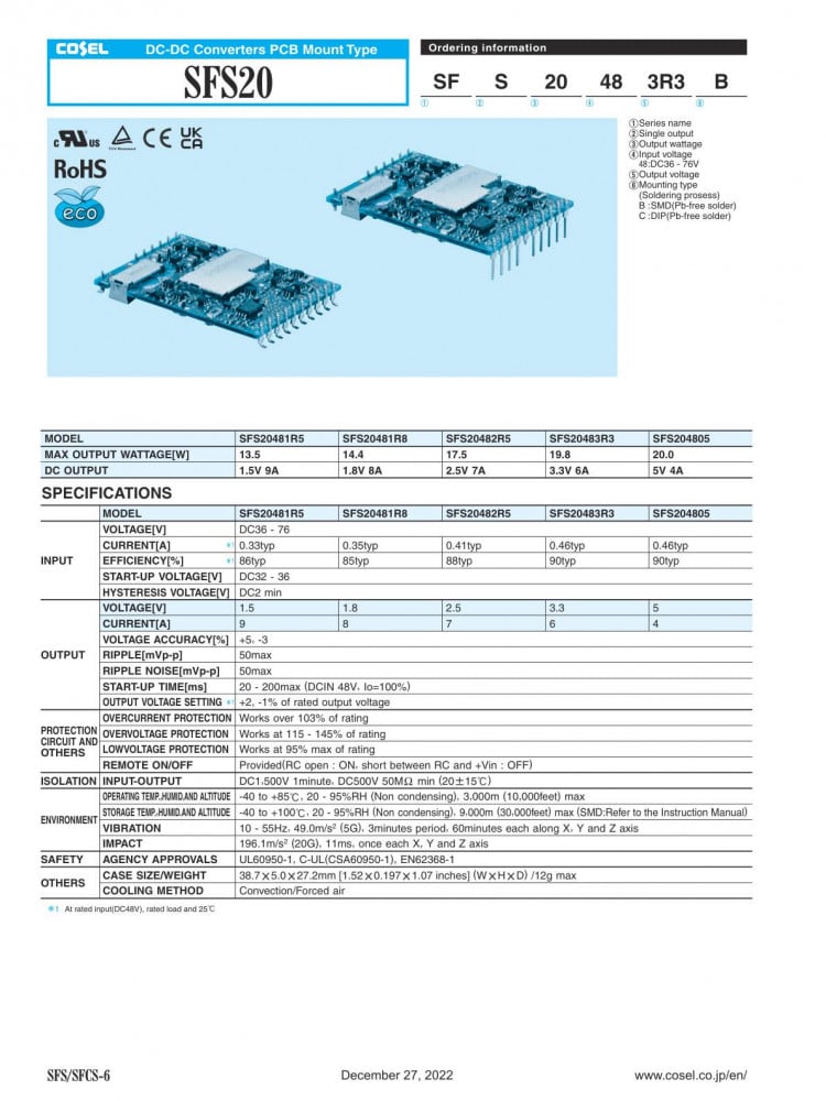 Cosel SFCS-series datasheet page 6