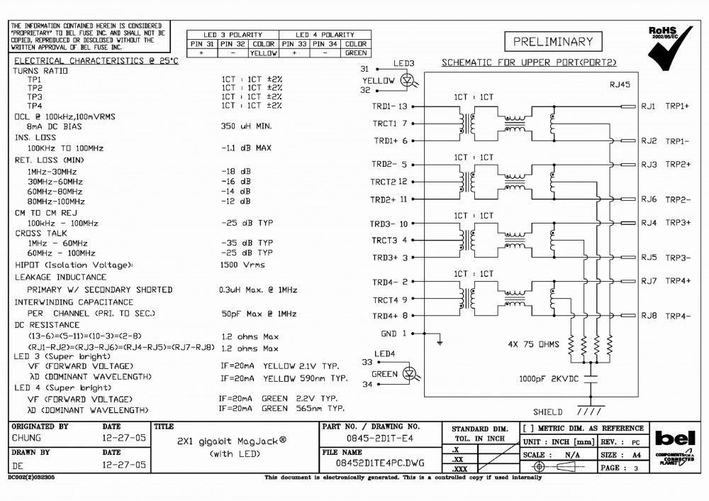 Bel Fuse 0845-2D1T-E4 technical document page 2