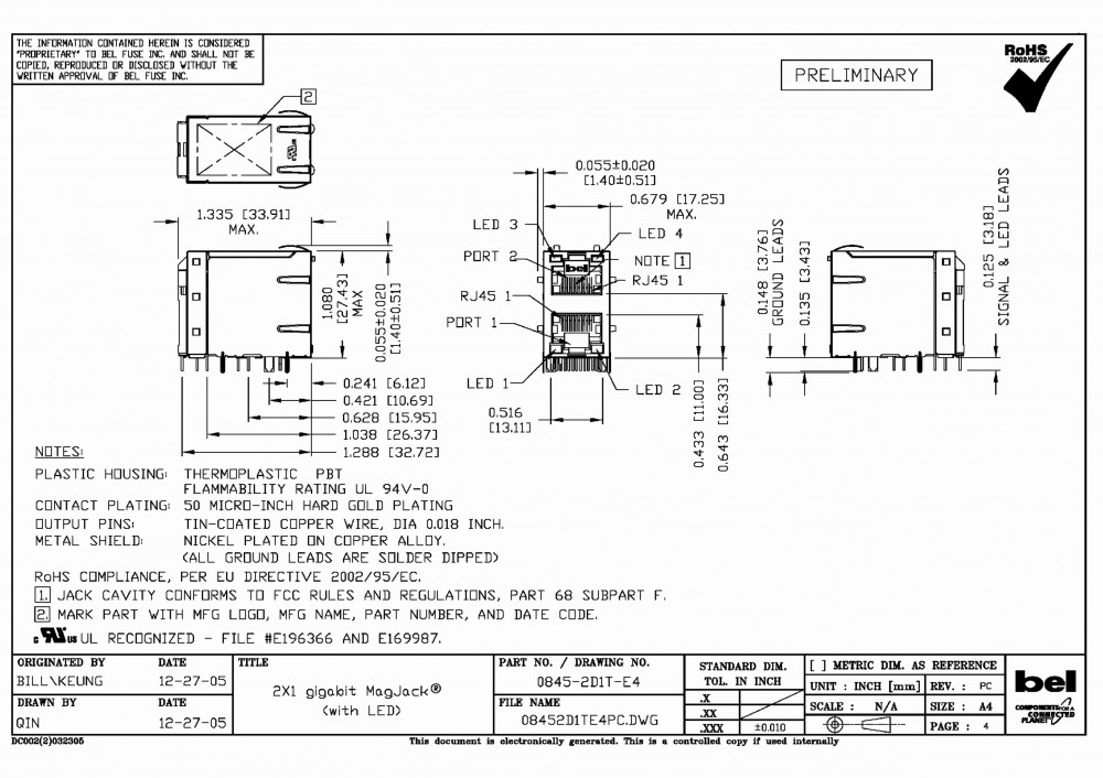 Bel Fuse 0845-2D1T-E4 technical document page 3