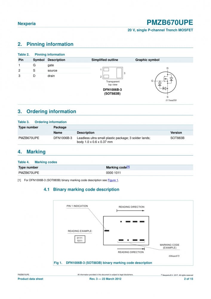 PMZB670UPE datasheet page 2