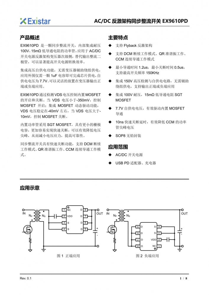 EX9610PD datasheet page 1
