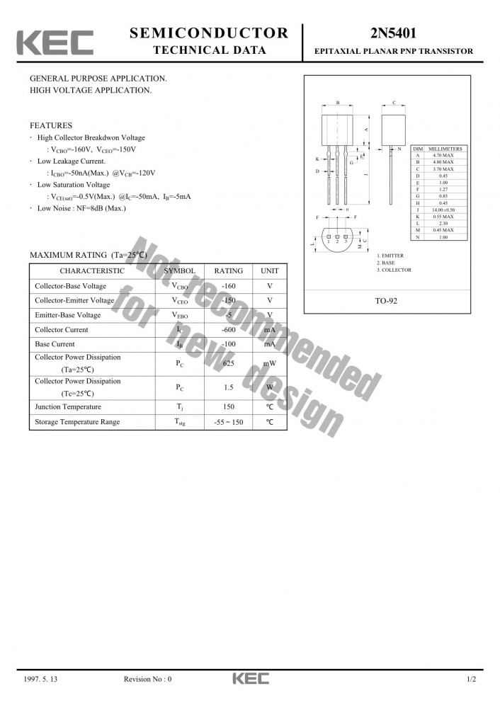 2N5401-AT/P datasheet page 1