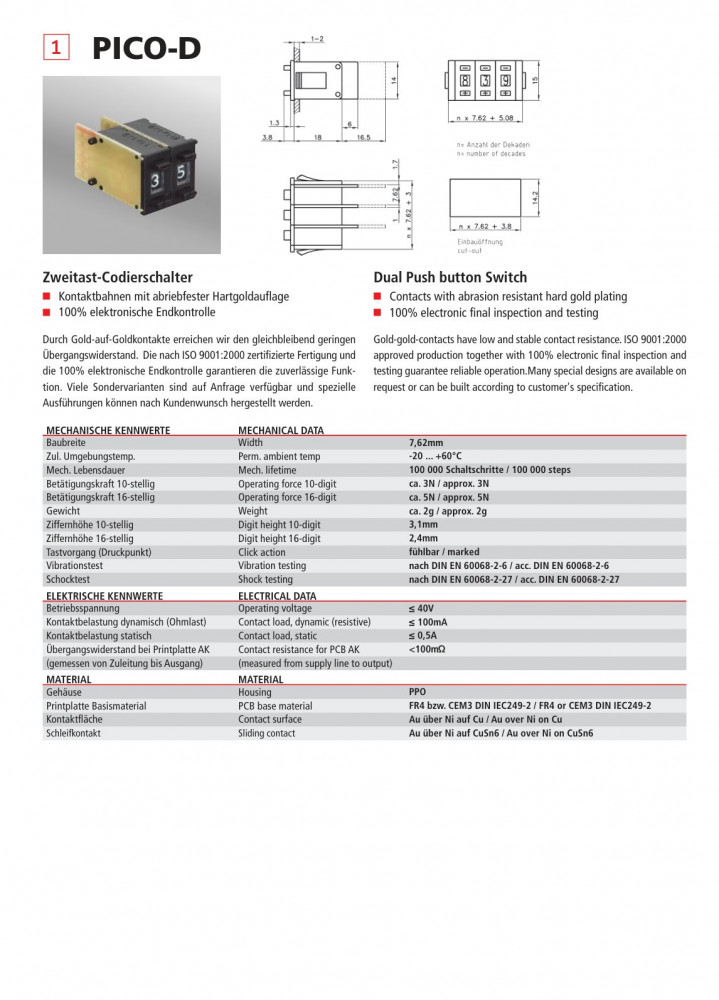 APEM PICO-D technical documentation page 1