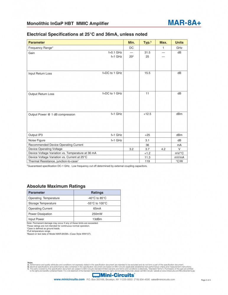 MAR-8A+ datasheet page 2