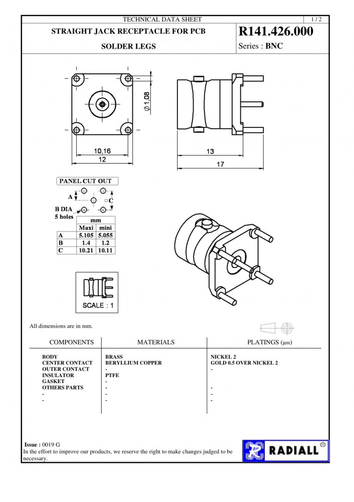 Radiall R141426000 technical document, page 1