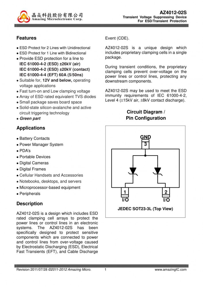 AZ4012-02S datasheet page 1