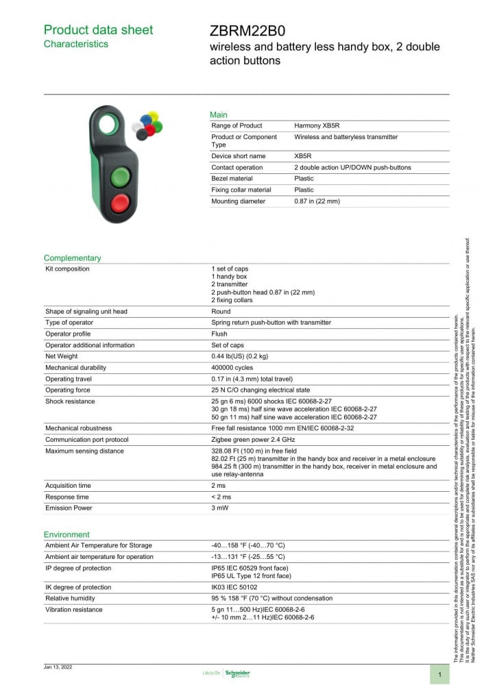 ZBRM22B0 technical document page 1