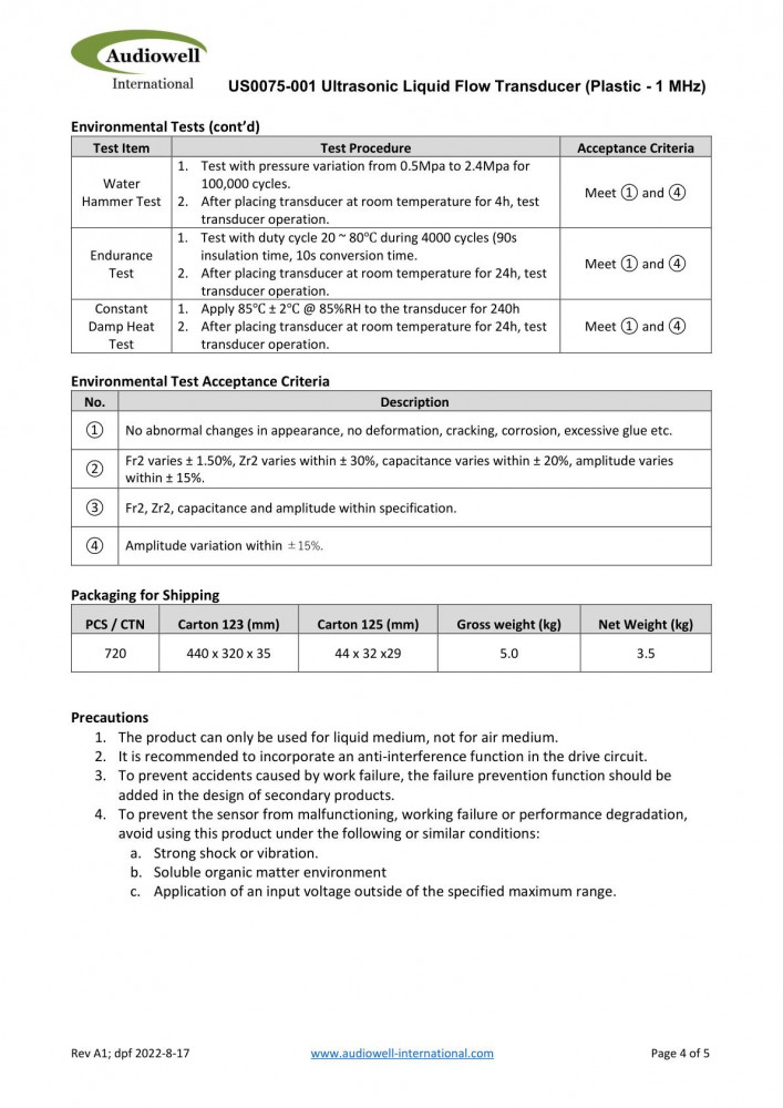 US0075-001 environmental testing