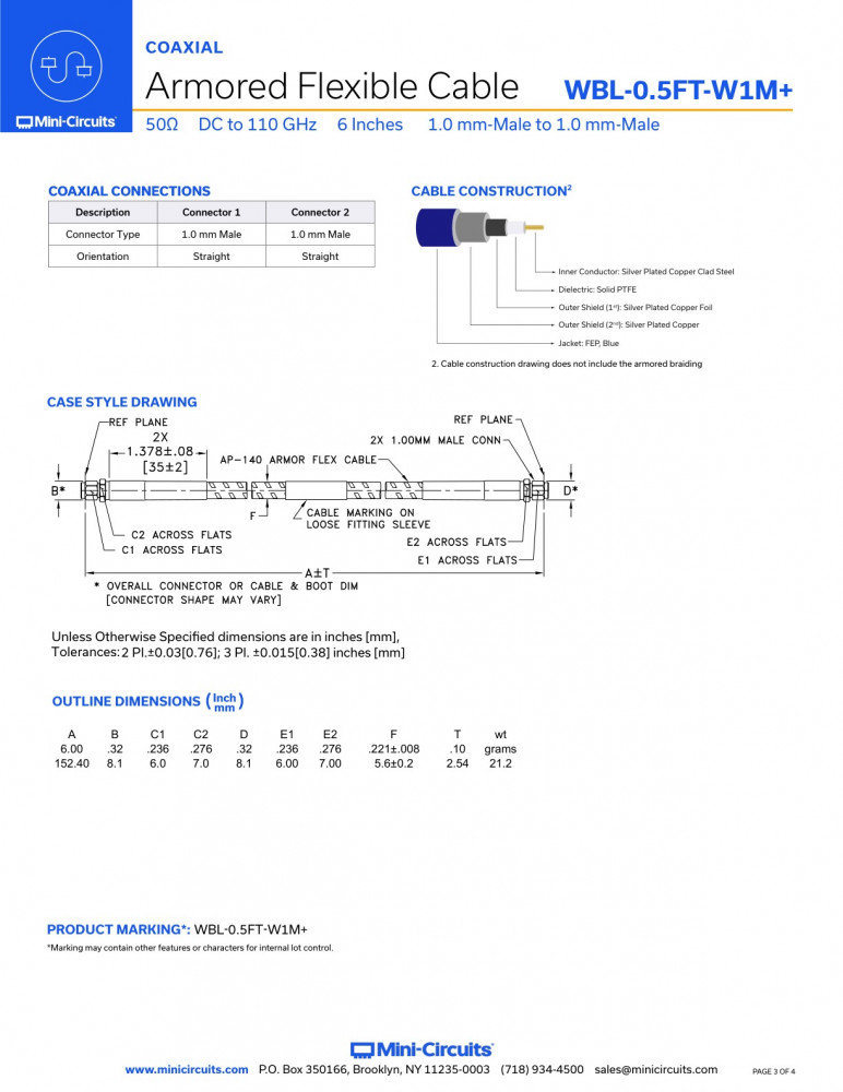 WBL-0.5FT-W1M+ datasheet page 3