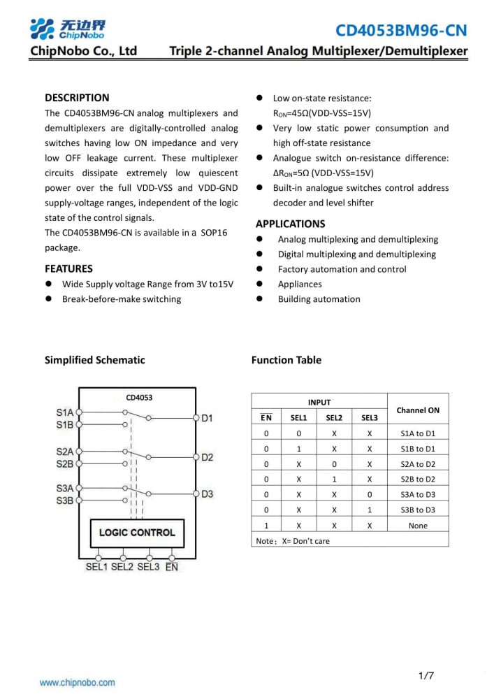 CD4053BM96-CN datasheet page 1