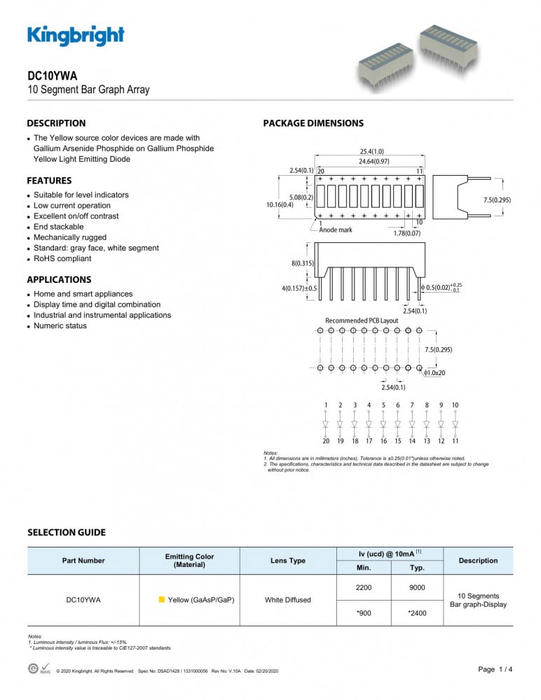 DC10YWA datasheet page 1