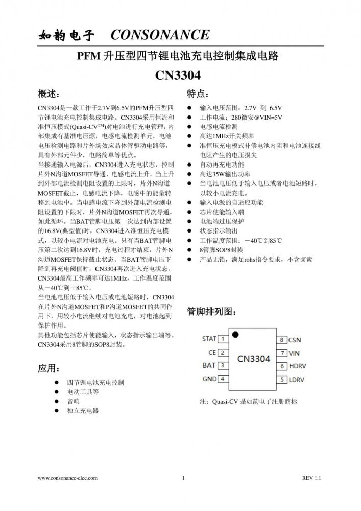 CN3304 datasheet page 1