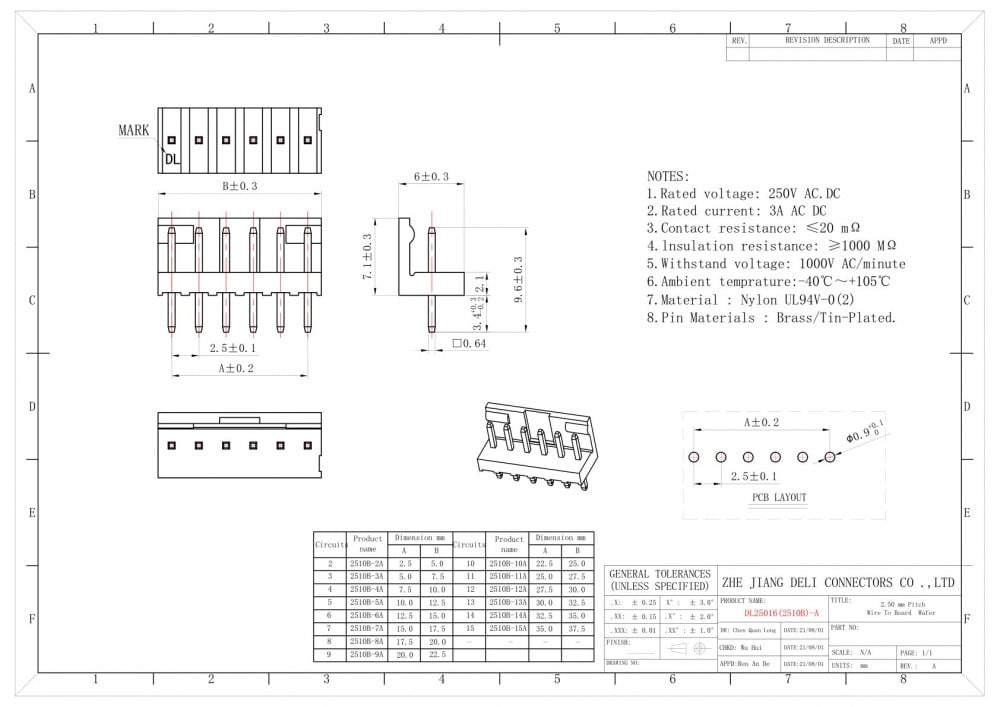 DLL 2510B-T drawing page 1