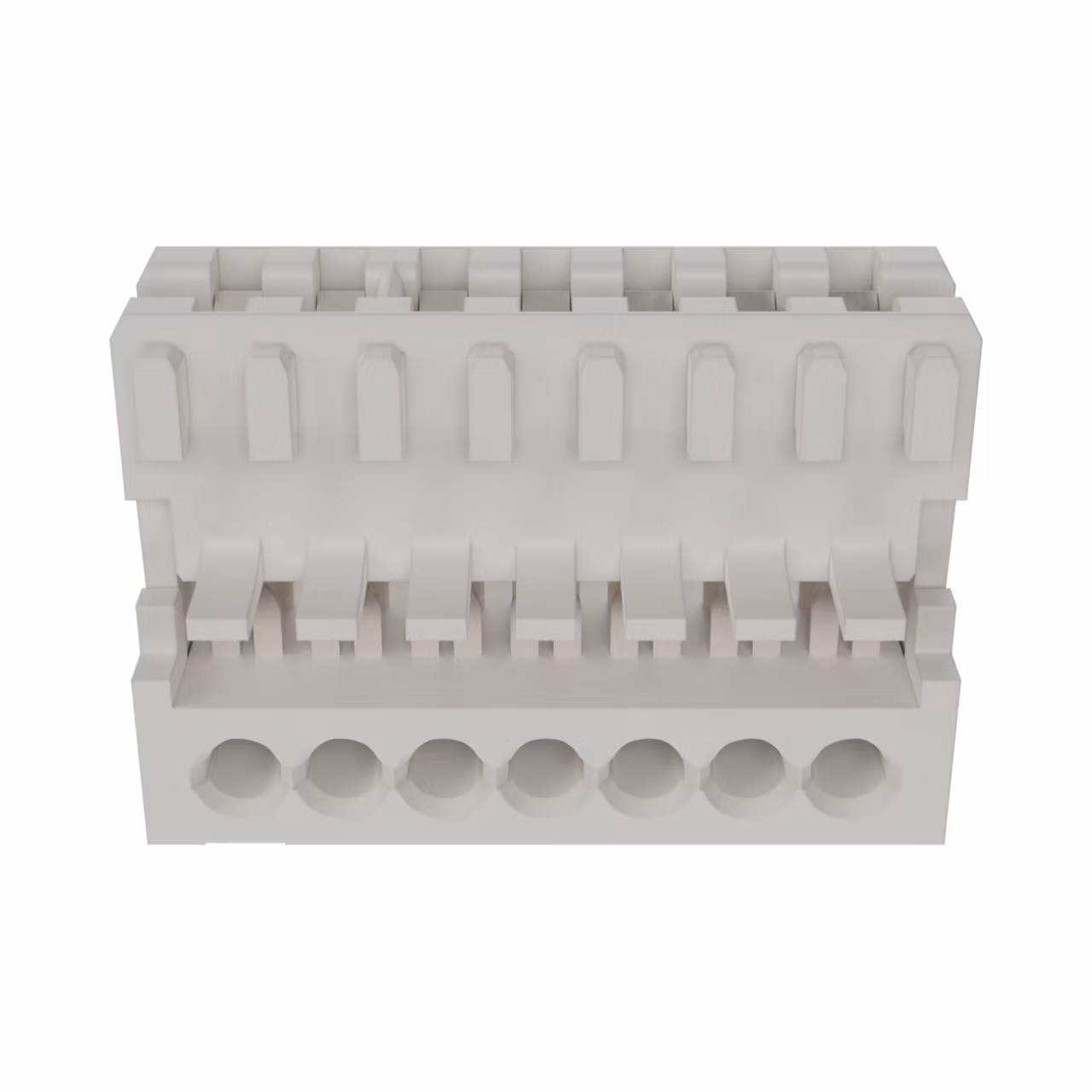 Appli-Mate RAST 2.5 Female Connector, 2.50mm Pitch, 7 Circuits, All Position Keys, Open Endwalls, Polarizing Rib Between Circuits 2 & 3 for sale