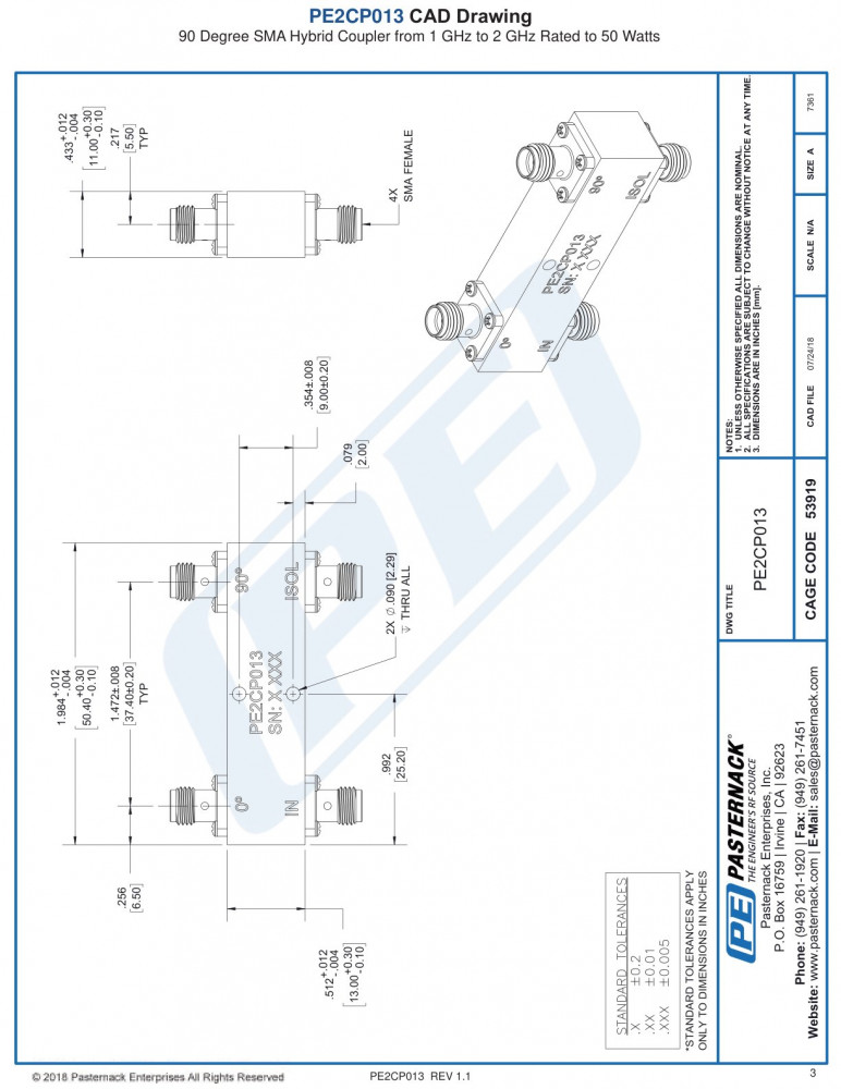 PE2CP013 technical datasheet page 3