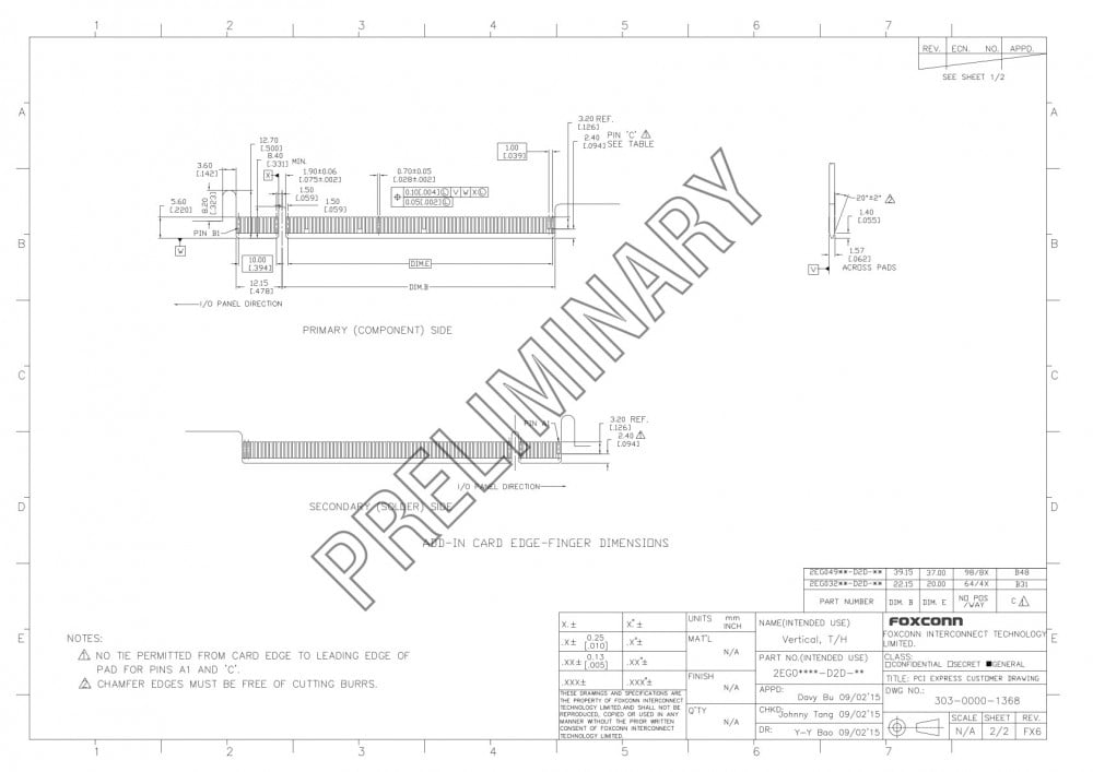 FOXCONN 2EG03217-D2D-DF customer drawing sheet 2