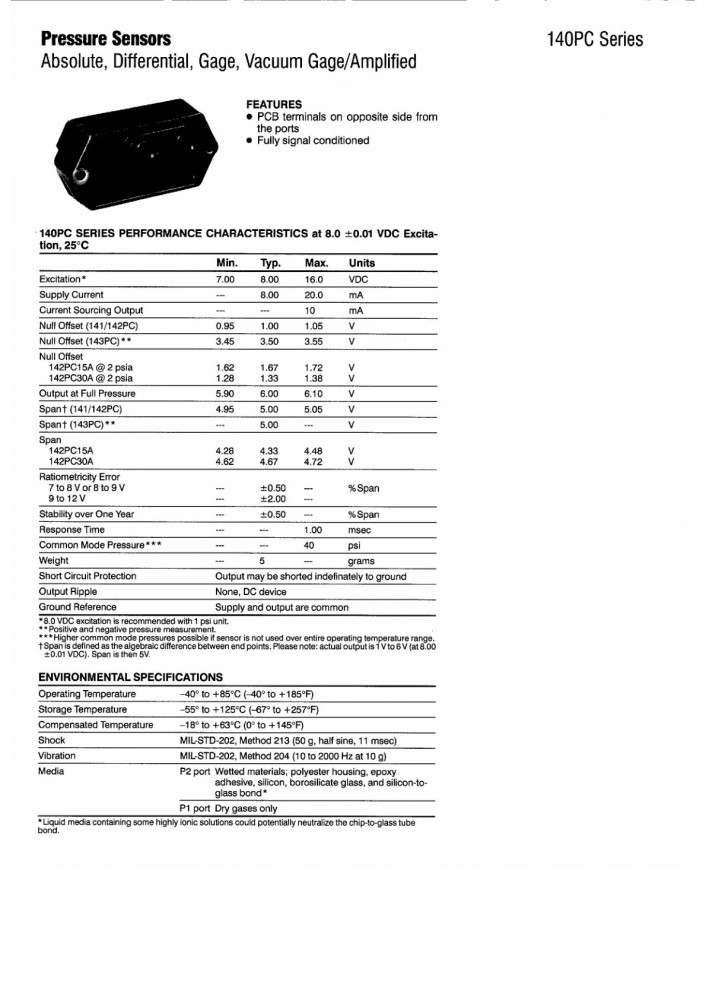 Honeywell 143PC01D datasheet page 1