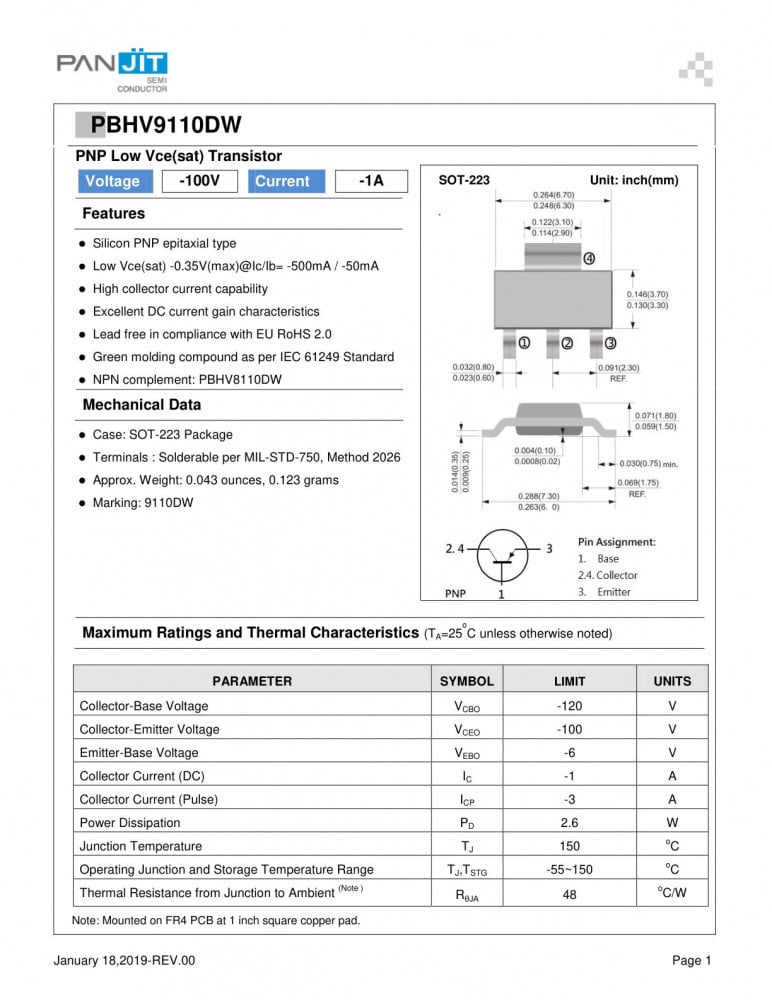 PBHV9110DW datasheet page 1