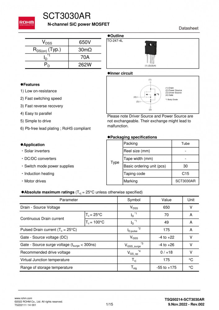 SCT3030ARC14 document page 1