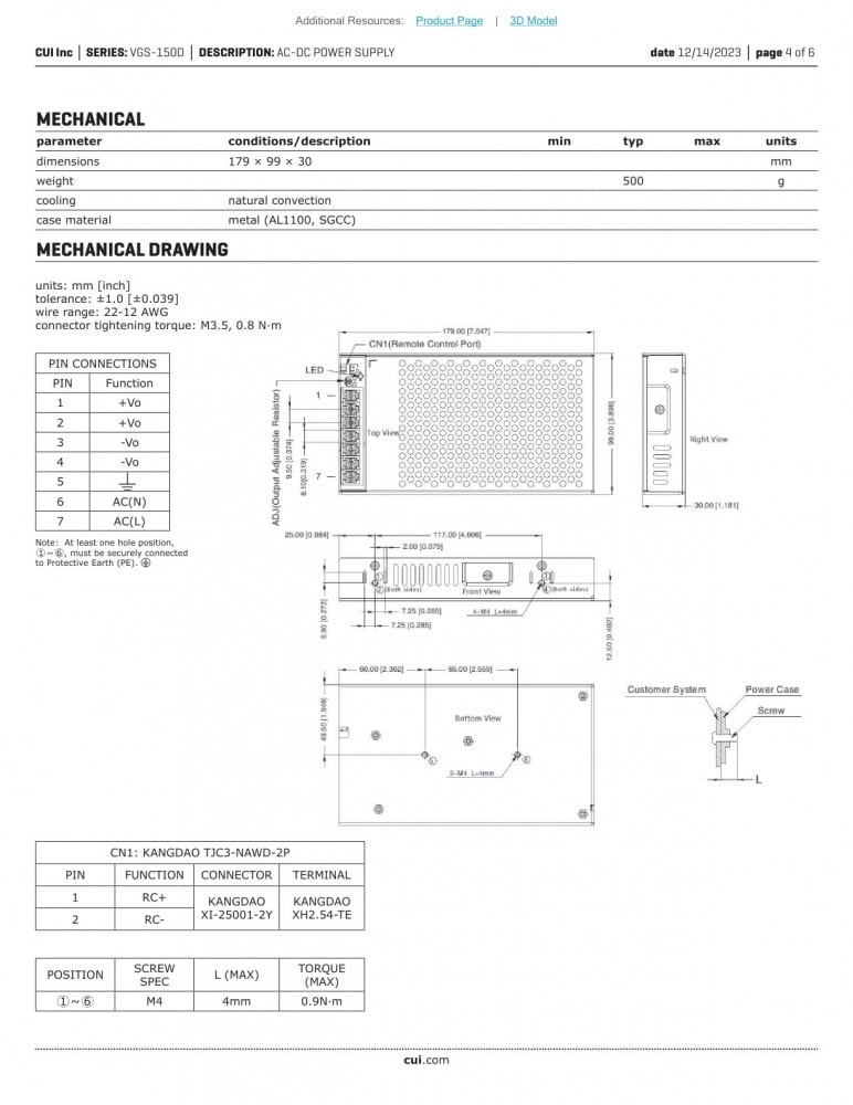 VGS-150D-15 datasheet page 4