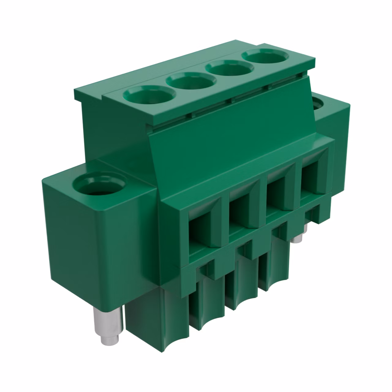 3.81mm Pitch Eurostyle Vertical Plug, with Retention Screws, Rear Wire Entry, Green Housing, 4 Circuits for sale