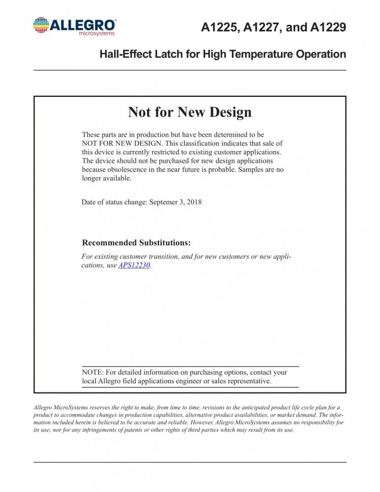 A1227LUA-T datasheet page 1