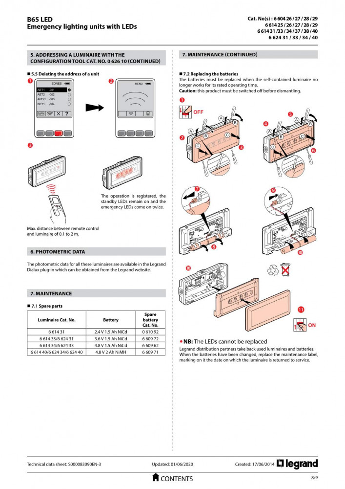Legrand emergency luminaire documentation, page 8
