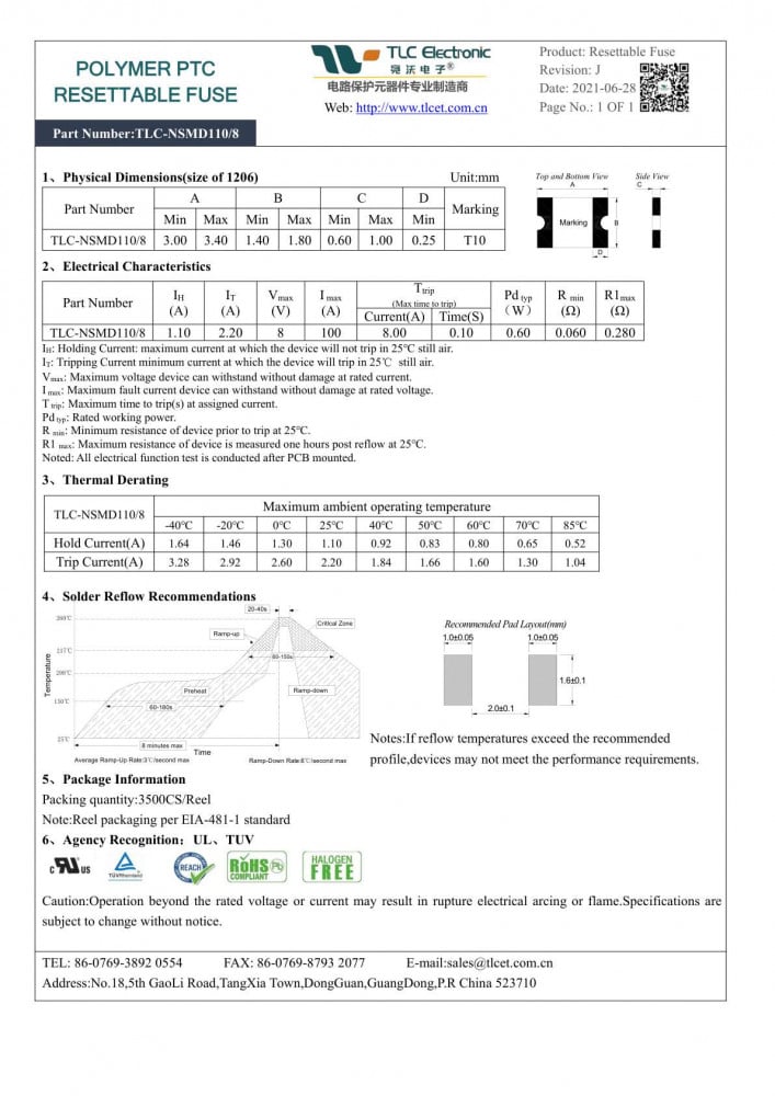 TLC-NSMD100/8 technical document page