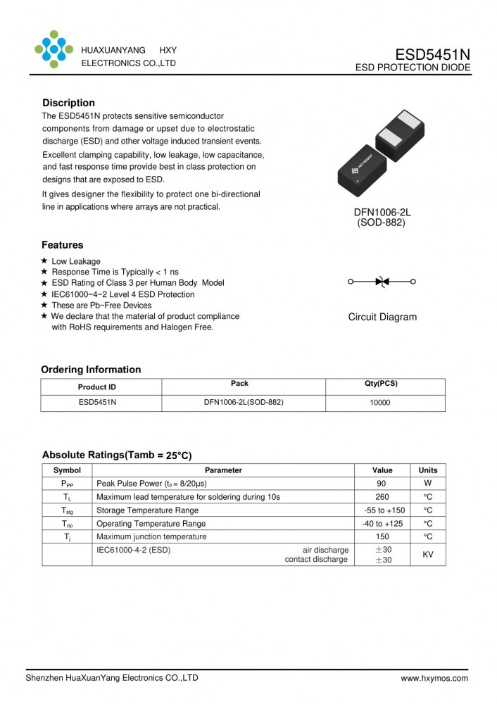 ESD5451N datasheet page 1