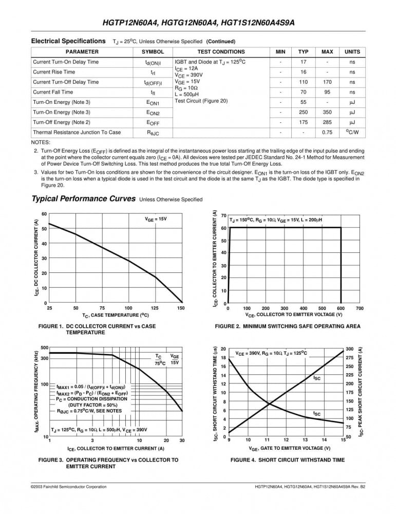 HGTG12N60A4 datasheet page 3