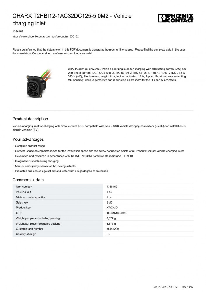 Phoenix Contact 1356162 technical document page 1