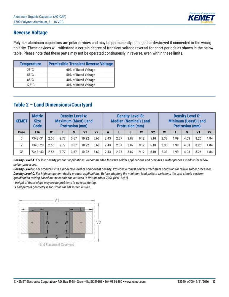 KEMET A700 datasheet page 10