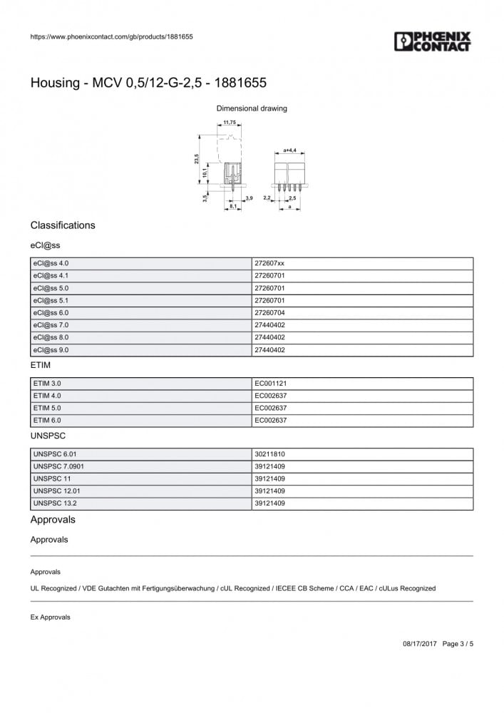 Phoenix Contact 1881655 drilling diagram