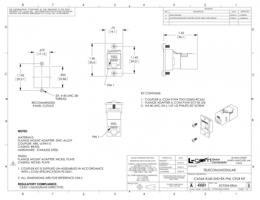 L-com ECF504-SR6A technical drawing