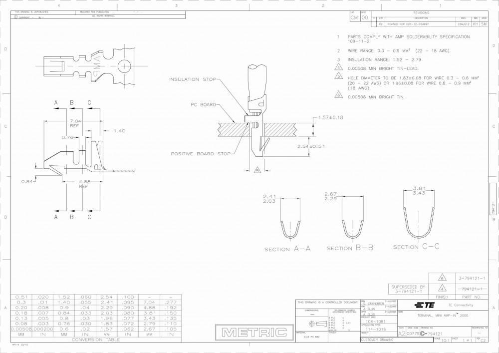 TE Connectivity 3-794121-1 technical drawing preview
