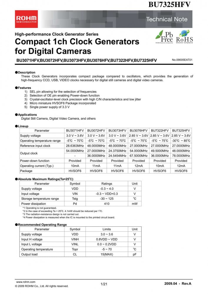 BU3076HFV-TR technical document page 1
