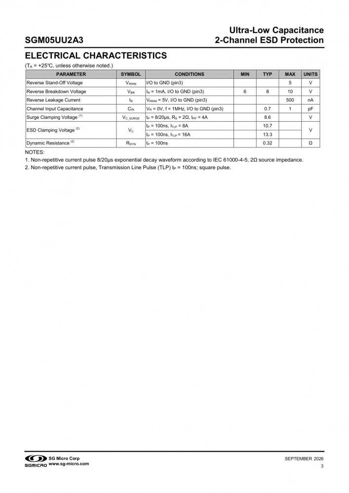 SGM05UU2A3 datasheet page 3
