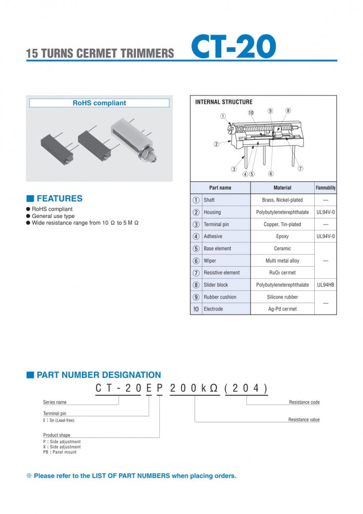 CT-20EP503 technical document page 1