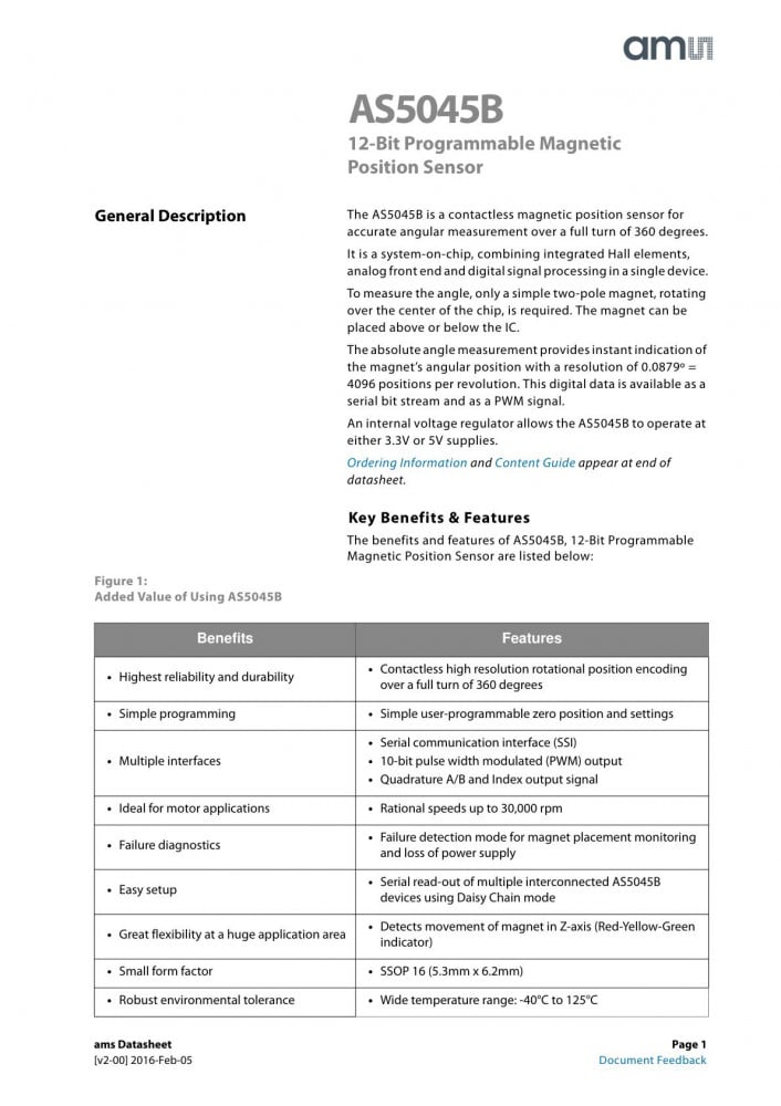 AS5045B datasheet page 1