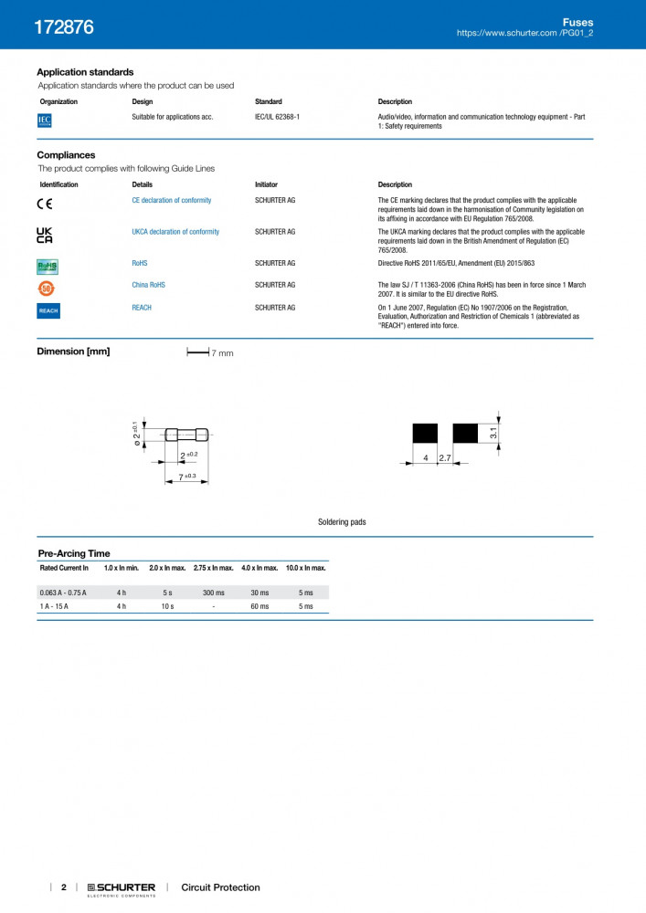 SCHURTER 7010.9830.63 datasheet page 2